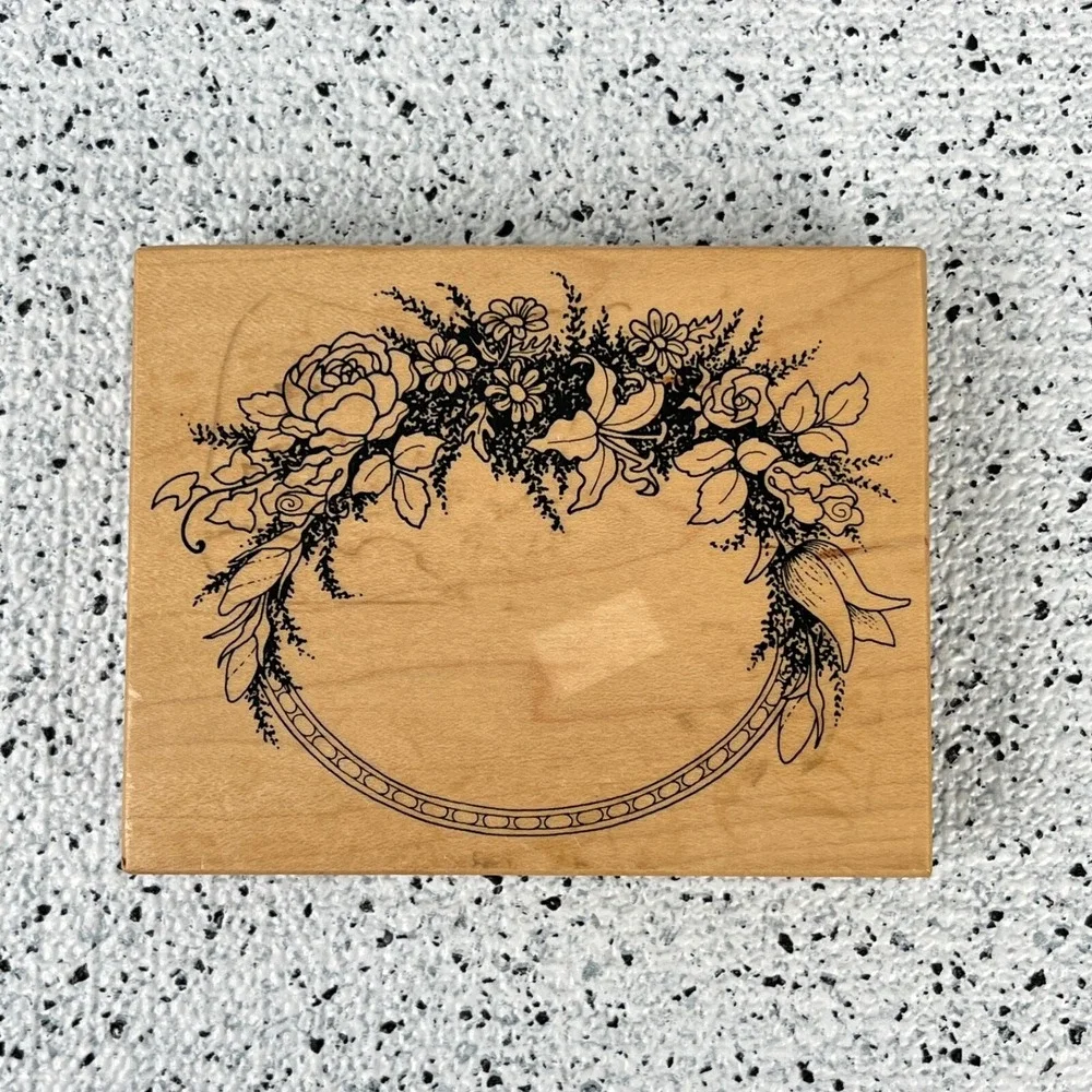 Office | Vintage 1989 Rubber Stamp Psx Floral Wreath K413 Frame Border ...